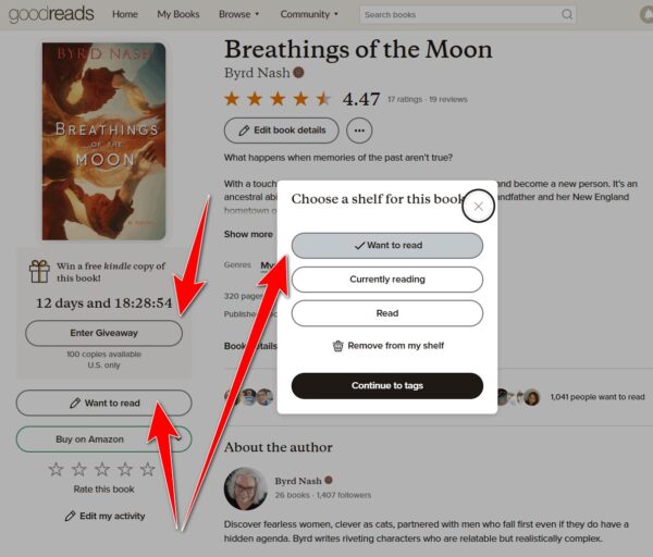 How authors can use Goodreads - Byrd Nash | Official website of author ...